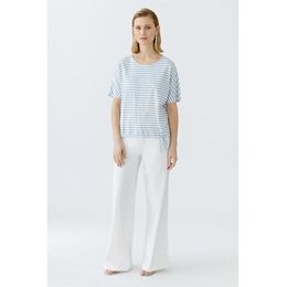 Oui Shirt in Hellblau/ Wei&szlig; - 56% | Gr&ouml;&szlig;e 36 | Damen-tops