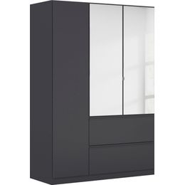 Dreht&uuml;renschrank Rauch "Kleiderschrank Schrank Garderobe COSTA in den Breiten 91/136/181 cm", graumetallic, eingriffe graumetallic, B:136cm H:197cm T:54cm, Holzwerkstoff, Schr&auml;nke, Dreht&uuml;renschrank, mit Spiegel, grifflose Front und Push-to-Open Funktion MADE IN GERMANY