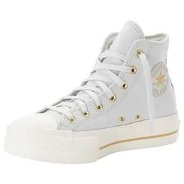 Sneaker Converse "CHUCK TAYLOR ALL STAR LIFT PLATFORM TAILORED LINES", Damen, Gr. 37, grau (barely grau, egret, gold), Textil, Schuhe Sneaker