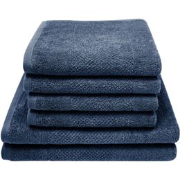 Handtuch Set Dyckhoff "Popcorn Streifen", navy, 6, Walkfrottier, Walkfrottier, Obermaterial: 100% Baumwolle, Handtuch-Sets, Handtuch Set, 2 Badet&uuml;cher (70x140 cm), 4 Handt&uuml;cher (50x100 cm)