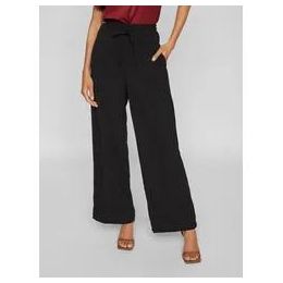 Schlupfhose Vila "VICLUA HW WIDE PANTS-NOOS", Damen, Gr. S (36), N-Gr, schwarz beauty, Milano Rib, Obermaterial: 95% Polyester, 5% Elasthan, unifarben, relaxed fit normal, Hosen Schlupfhose, Materialmix