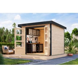 Gartenhaus Karibu "Jupiterino 3, in verschiedenen Farben", naturbelassen, anthrazit, ohne Fu&szlig;boden, Blechdach, Massivholz, Gartenh&auml;user, Gartenhaus