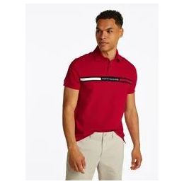 Poloshirt Tommy Hilfiger "HILFIGER CHEST INSERT REG POLO", Herren, Gr. L, medium rot, Piqu&eacute;, Obermaterial: 96% Baumwolle, 4% Elasthan, regular fit, Rippb&uuml;ndchen, Shirts