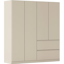 Dreht&uuml;renschrank Rauch "Kleiderschrank Schrank Garderobe COSTA in den Breiten 91/136/181 cm", beige (champagner), eingriffe beige (champagner), B:181cm H:197cm T:54cm, Holzwerkstoff, Schr&auml;nke, Dreht&uuml;renschrank, viel Platz, grifflose Front und Push-to-Open Funktion MADE IN GERMANY