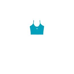 Muscleshirt Alpha Industries "Basic Crop-Top SL Women", Damen, Gr. M, blau (blau lagoon), Obermaterial: 95% Baumwolle, 5% Elastan, Shirts Muscleshirt