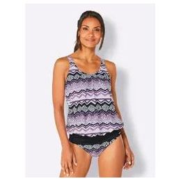 Tankini-Top feel good, Damen, Gr. 46, Cup C, lila (violett, schwarz, bedruckt), Elasthan, Polyamid, Bikini-Oberteile