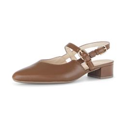 Slingpumps Gabor, Damen, Gr. 38, cognac, Nappaleder, unifarben, Schuhe Slingpumps, Blockabsatz, Businessschuh mit zwei verstellbaren Schnallen