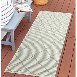 Outdoorteppich Carpet City "PALM3526", gr&uuml;n, B:80cm H:5mm L:150cm, Polypropylen, Teppiche, Outdoorteppich, Wetterfest & UV-best&auml;ndig, f&uuml;r Balkon, Terrasse, K&uuml;che, flach gewebt