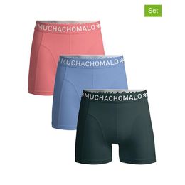 MUCHACHOMALO 3er-Set: Boxershorts in Dunkelgr&uuml;n/ Hellblau/ Rosa - 50% | Gr&ouml;&szlig;e L | Herren-waesche