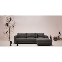 Ecksofa OTTO HOME "Hobro L-Form", grau (dunkelgrau), B:264cm H:80cm T:175cm, Luxus-Microfaser Lederoptik (100% Polyester);Struktur grob (100% Polyester);Samtoptik (100% Polyester), Sofas, Ecksofa, in 3 Bezugsqualit&auml;ten in vielen Farben, Design by Morten Georgsen