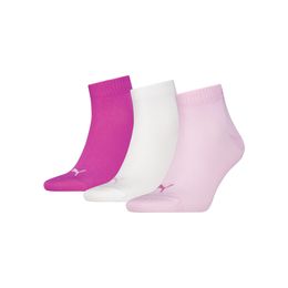 Kurzsocken Puma "Puma UNISEX QUARTER PLAIN 3P", Damen, Gr. 35-38, rosa (pink lady), Baumwollmischung, elastisch, Socken Kurzsocken, Atmungsaktiv, Rippenb&uuml;ndchen, weiche Baumwollmischung
