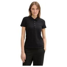 Poloshirt Tom Tailor, Damen, Gr. M (38), schwarz (deep schwarz), Jersey, Obermaterial: 95% Baumwolle, 5% Elasthan, Shirts