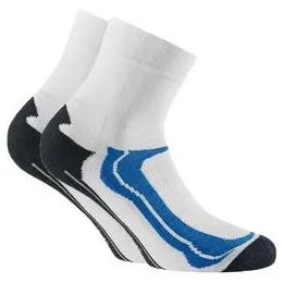 Sneakersocken Rohner Socks "Socken Basic Quarter Sport 2er Pack", Damen, Gr. 35-38, wei&szlig; (wei&szlig;, blau), Obermaterial: 40% Baumwolle CO. 38% Polyester PES. 20% Polyamid PA. 2% Elasthan EL., Socken Sneakersocken