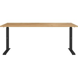 Schreibtisch Germania "Downey", braun (navarra, eiche, nachbildung, schwarz, schwarz, navarra, eiche, nachbildung), B:180cm H:91cm T:80cm, Tische, Schreibtisch, h&ouml;henverstellbar von 68-91 cm, verf&uuml;gbar in verschiedenen Breiten