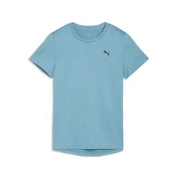 Trainingsshirt Puma "W TAD ESSENTIAL HEATHER TEE", Damen, Gr. M, baltic sea blau heather, Jersey, Obermaterial: 100% Polyester, regular fit normal, Rundhals, Shirts Trainingsshirt, gerade Passform, Kurzarm, mit Seitenschlitzen, atmungsaktiv