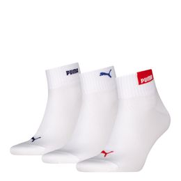 Kurzsocken Puma "Puma UNISEX LOGO QUARTER", Damen, Gr. 43-46, rot, wei&szlig;, Obermaterial: 70% Baumwolle, 16% Polyester, 12% Polyamid, 2% Elasthan, Socken Kurzsocken
