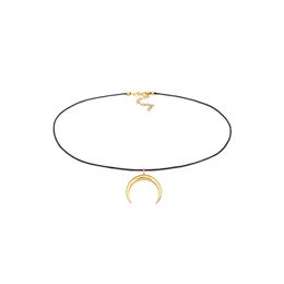 Choker Elli "Halskette Choker Nylon Halbmond Sichel 925 Silber" Gr. 36, gold, Halsketten, Damen, ohne Stein, Silber 925 (Sterlingsilber), Choker