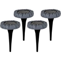 N&auml;ve LED Gartenleuchte N&Auml;VE "LED-Solar Bodenleuchte", grau, H:11cm &Oslash;:11cm, Leuchten, LED Gartenleuchte, mit Erdspie&szlig;, 4er Set