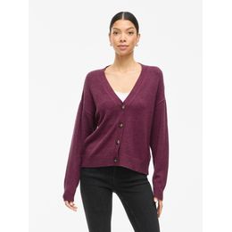 Strickjacke Vila "VIRIL V-NECK KNIT CARDIGAN - NOOS", Damen, Gr. L, fig detail:schwarz melange, Feinstrick, Obermaterial: 50% Viskose, 28% Polyester, 22% Nylon, meliert, regular fit normal, V-Ausschnitt, Strickjacken Strickjacke, Materialmix, regular fit