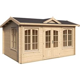 Gartenhaus Lasita Maja "WINDSOR", beige (naturbelassen), Fu&szlig;boden im Gartenhaus, ohne Dacheindeckung, Massivholz, Gartenh&auml;user, Gartenhaus