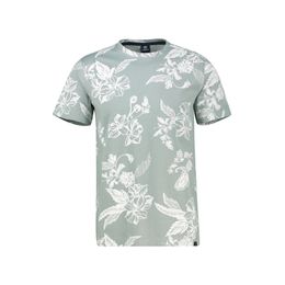 Kurzarmshirt Lerros, Herren, Gr. L, storm grau, Jersey, Obermaterial: 100% Baumwolle, bedruckt, normal h&uuml;ftbedeckend, Rundhals, Shirts Kurzarmshirt, mit floralem Allover-Print