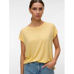 V&eacute;ro Moda Rundhalsshirt VERO MODA "VMAVA PLAIN SS TOP GAJRS NOOS", Damen, Gr. L, golden haze, Jersey, Obermaterial: 95% Lyocell, 5% Elasthan, unifarben, regular fit normal, Rundhals, Shirts Rundhalsshirt, Materialmix, regular fit