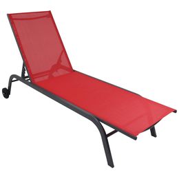 Ambia Garden Sonnenliege Sonlas Rot mit Rollen