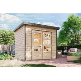 Gartenhaus Karibu "Plutino 2, in verschiedenen Farben", naturbelassen, graualuminium, ohne Fu&szlig;boden, Blechdach, Massivholz, Gartenh&auml;user, Gartenhaus