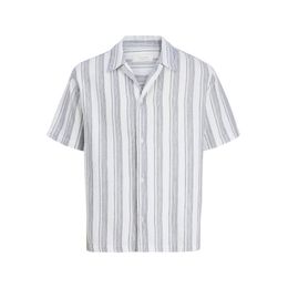 Jack & Jones Kurzarmhemd JACK & JONES "JORNANTUCKET DOUBLE CLOTH SHIRT SS EA26", Herren, Gr. M, N-Gr, sky captain stripes:stripes, Web, Obermaterial: 100% Baumwolle, gestreift, relaxed fit normal, Hemden Kurzarmhemd