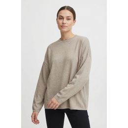 Strickpullover Only "ONLLOYAL AMALIO LIFE LS O-NECK KNT NOOS", Damen, Gr. XL, beige detail:melange, Strick, Obermaterial: 80% Polyester, 20% Nylon, meliert, bequem normal, Rundhals, Pullover Strickpullover, Materialmix