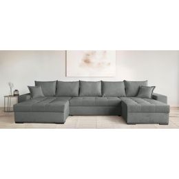 Wohnlandschaft OTTO HOME "Home System U-Form, von B: 269-352 cm w&auml;hlbar, 6 Varianten zur Auswahl", grau, H:41cm T:161cm, 100%Polyester, Sofas, Wohnlandschaft, mit Bettfunktion, Bettkasten & Zierkissen, Federkern