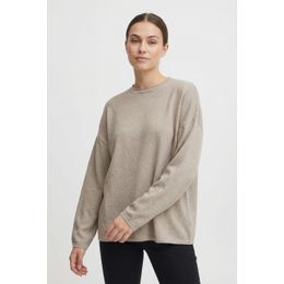Strickpullover Only "ONLLOYAL AMALIO LIFE LS O-NECK KNT NOOS", Damen, Gr. XS, beige detail:melange, Strick, Obermaterial: 80% Polyester, 20% Nylon, meliert, bequem normal, Rundhals, Pullover Strickpullover, Materialmix