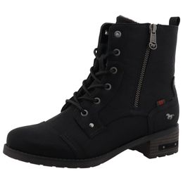 Winterstiefelette Mustang Shoes "Fabienne", Damen, Gr. 40, schwarz, Lederimitat, Basic, Schuhe Winterstiefelette, Schn&uuml;rstiefelette mit Blockabsatz