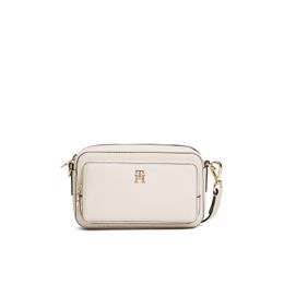 Umh&auml;ngetasche Tommy Hilfiger "TH ICON CAMERA BAG", Damen, Gr. B/H/T: 20,5cm x 12cm x 5,5cm, creme, Lederimitat, Taschen Umh&auml;ngetasche, Damen Schultertasche, Minibag mit TH-Logoemblem