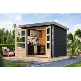 Gartenhaus Karibu "Jupiterino 3, in verschiedenen Farben", anthrazit, graualuminium, ohne Fu&szlig;boden, Blechdach, Massivholz, Gartenh&auml;user, Gartenhaus