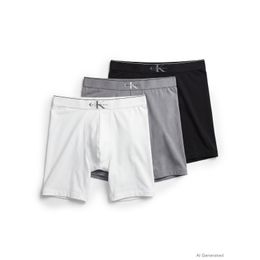 Boxershorts "Boxer Brief 3PK", Herren, Gr. 4XL (60), schwarz, misty grau, wei&szlig;, Jersey, Obermaterial: 95% Baumwolle, 5% Elasthan, Calvin Klein Underwear, unifarben, k&ouml;rpernah, Unterhosen Boxershorts, K&ouml;rpernahe Passform mit elastischem Bund