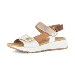 Keilsandalette Gabor, Damen, Gr. 43, creme, Nappaleder, Schuhe Keilsandalette, Riemchensandale, Sommerschuh mit edlem Schmuckelement