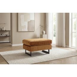 Polsterhocker Home Affaire "Pinto", brick rot, B:76cm H:48cm T:56cm, 100% Polyester, Hocker, Polsterhocker, mit Keder, Metallf&uuml;&szlig;en und auch in Cord Bezug erh&auml;ltlich