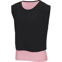 active by Lascana Damen 2-in-1-Shirt schwarz-rosa Gr&ouml;&szlig;e XL (48/50)