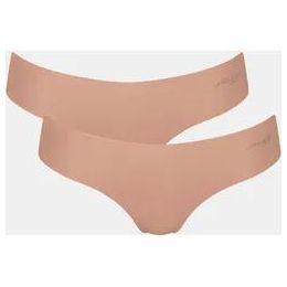 String Sloggi "ZERO Microfibre 2.0", Damen, Gr. S, braun, Single Jersey, Obermaterial: 76% Polyamid, 24% Elasthan, Unterhosen String, nahtlos, gewellte Abschl&uuml;sse, ultraleicht, Hipster-Stil