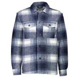 Langarmhemd LINDBERGH, Herren, Gr. XL, N-Gr, blau (blau check), Obermaterial: 90% Polyester, 10% Wolle, kariert, regular fit taillenbedeckt, ohne Ausschnitt, Manschette, Hemden, mit Karo Muster