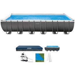 Framepool Intex "Ultra XTR Frame", grau (grau, blau), B:366cm H:132cm L:732cm, Schwimmbecken, Framepool, BxLxH: 366x732x132 cm