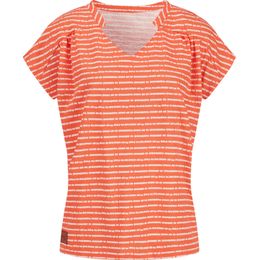 CR&Eacute;ATION L Damen Print-Shirt mit Raffung orange-ecru-geringelt Gr&ouml;&szlig;e 38