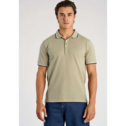 Poloshirt LINDBERGH, Herren, Gr. L, dusty olive, Piqu&eacute;, Obermaterial: 100% Baumwolle, gerade h&uuml;ftbedeckend, Rundhals, B&uuml;ndchen kontrastfarben, Shirts Poloshirt, mit Logo-Stickerei und abgesetzten B&uuml;ndchen