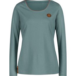 CR&Eacute;ATION L Damen Langarmshirt mit Lederimitat-Emblem jade Gr&ouml;&szlig;e 38