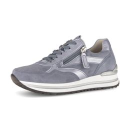 Plateausneaker Gabor "TURIN", Damen, Gr. 36, blau, Ziegenveloursleder, Schuhe Plateausneaker, Freizeitschuh, Halbschuh, Schn&uuml;rschuh, Au&szlig;enrei&szlig;verschluss, G-Weite