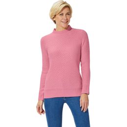 CR&Eacute;ATION L Damen Stehkragenpullover mit Struktur-Muster pink Gr&ouml;&szlig;e 40