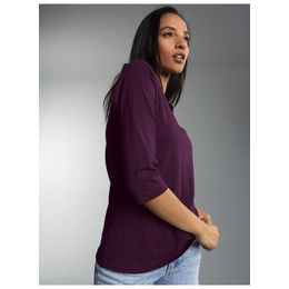 T-Shirt TRIGEMA "TRIGEMA Langarmshirs aus Biobaumwolle", Damen, Gr. XL, aubergine, Single Jersey, 100% Baumwolle (Bio-Baumwolle kbA), Basic, lang, ohne Ausschnitt, Shirts T-Shirt