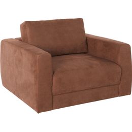 Sessel OTTO HOME "Hobro Loungesessel", braun (cognac), B:109cm H:60cm T:102cm, Luxus-Microfaser Lederoptik (100% Polyester);Struktur grob (100% Polyester);Samtoptik (100% Polyester), Sessel, Sessel, in 3 Bezugsqualit&auml;ten in vielen Farben, Design by Morten Georgsen