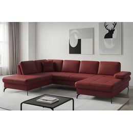 Sit & More Wohnlandschaft SIT & MORE "Morris Jubi, Breite 300 cm", merlot, Sofas, B/H/T: 300cm x 83cm x 202cm, NaturLEDER, Ottomane links, Mit Armteilverstellung,mit Armteilverstellung, Wohnlandschaft, mit Armteilfunktion, optional mit Bettfunktion, B:300cm H:83cm T:202cm